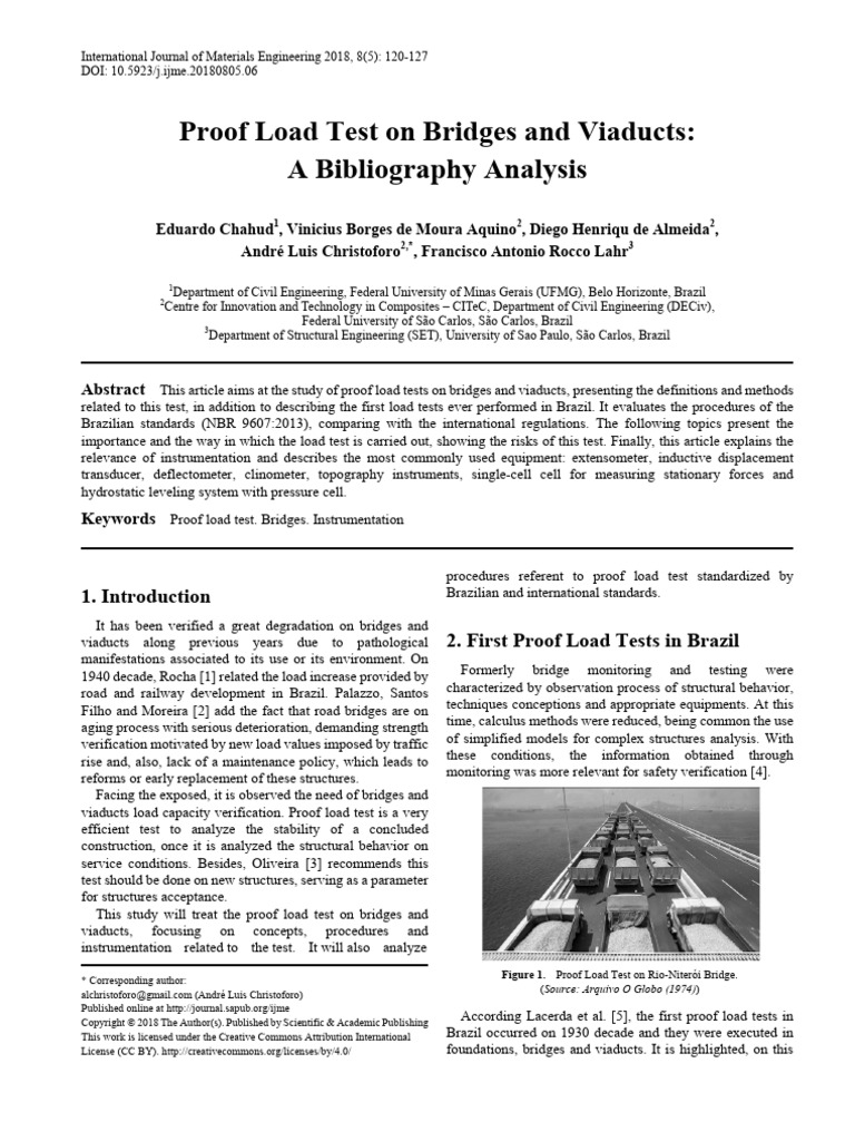UFMG - Proof Load Test On Bridges and Viaducts | PDF | Bridge | Force