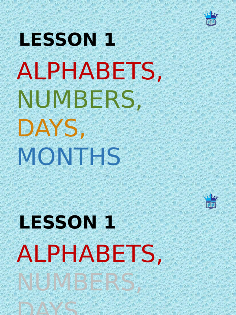 Alphabet, Numbers, Days, Months | PDF