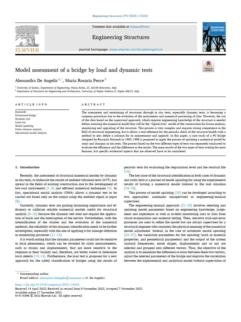 2 - Model Assessment of A Bridge by Load and Dynamic Tests | PDF ...