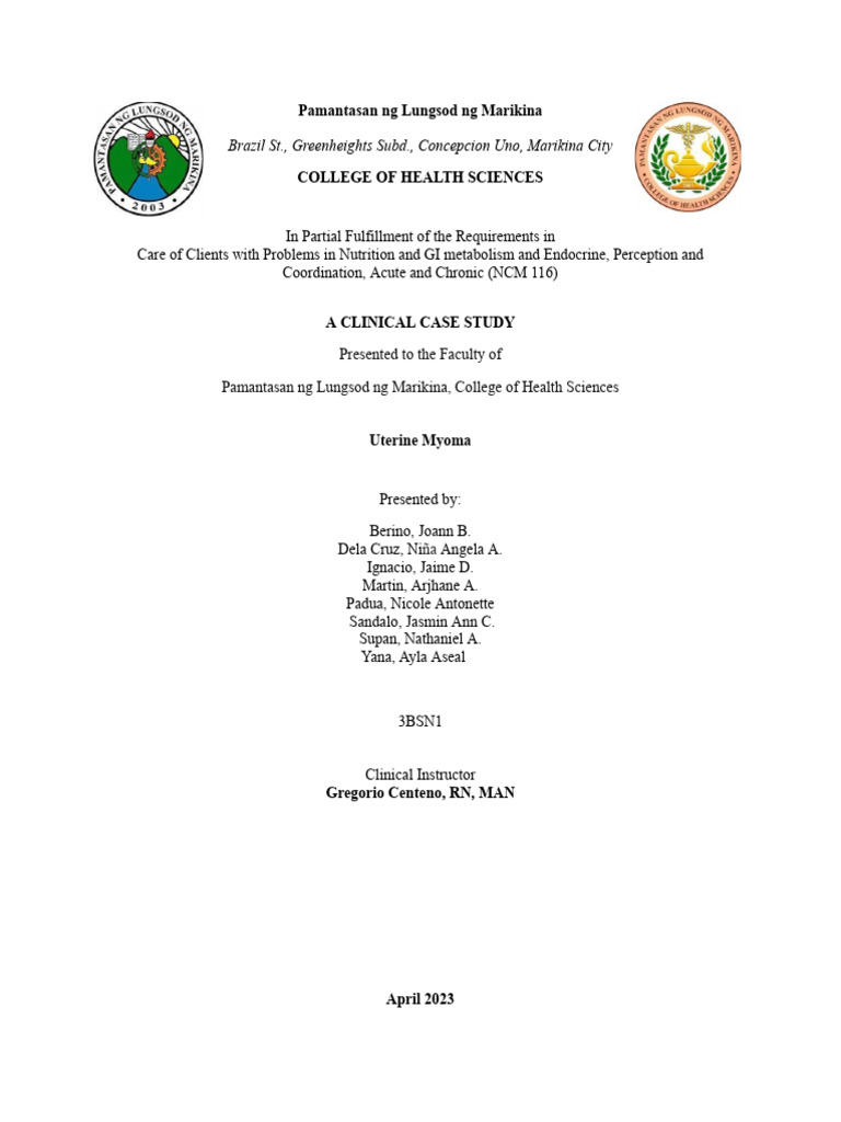 Myoma Case Study | PDF | Labia | Uterus