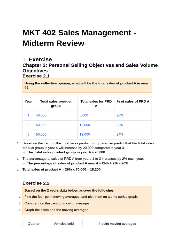 Quản trị bán hàng - MKT 402 Sales Management - Đề cương ôn tập giữa kỳ - Tiếng Anh | PDF | Sales ...
