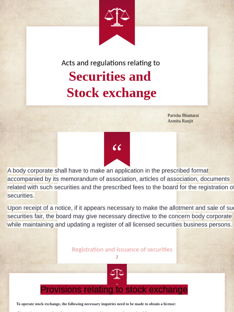 Securities and Stock Exchange | PDF | Securities (Finance) | Stocks