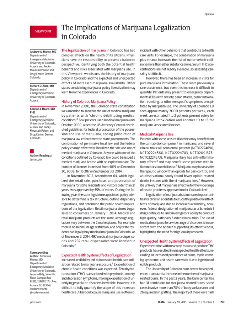 Implication of Marijuana Legalization in Colarado | PDF | Cannabis ...