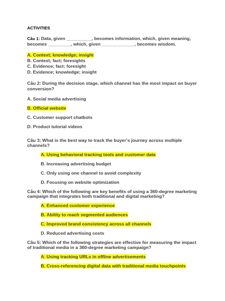 ACTIVITIES | PDF | Consumer Behaviour | Marketing