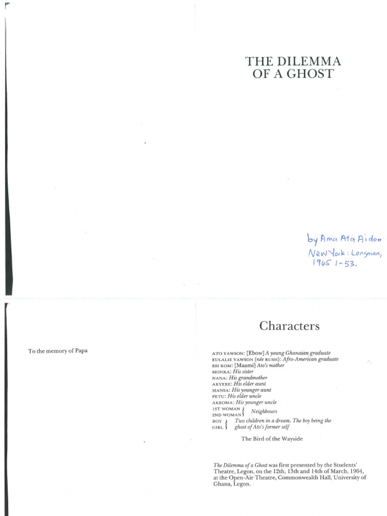 Dilemma of A Ghost | PDF