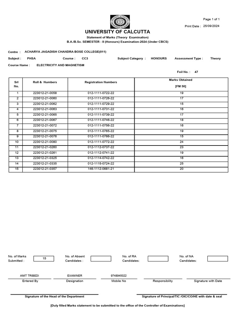 Statement of Marks Theory 011 PHSA 25-09-2024 13-37-30 | PDF