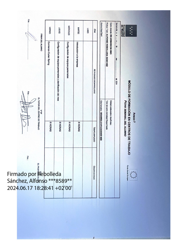 Anexo 7 - Fichas Semanales - Rami, Anas | PDF