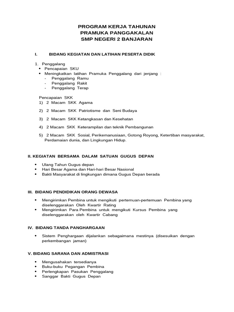 Program Kerja Tahunan Pramuka | PDF