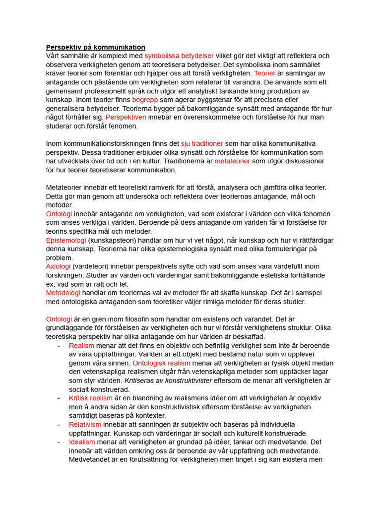 Sammanfattning - Traditioner | PDF