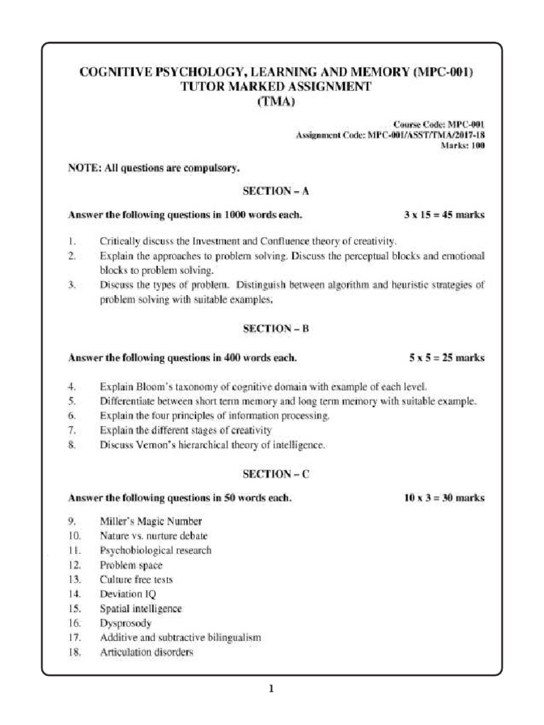 MPC-1 Assignment | PDF | Creativity | Memory