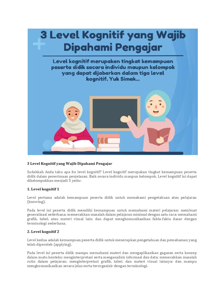 Tiga Level Kognitif untuk Pengajar | PDF