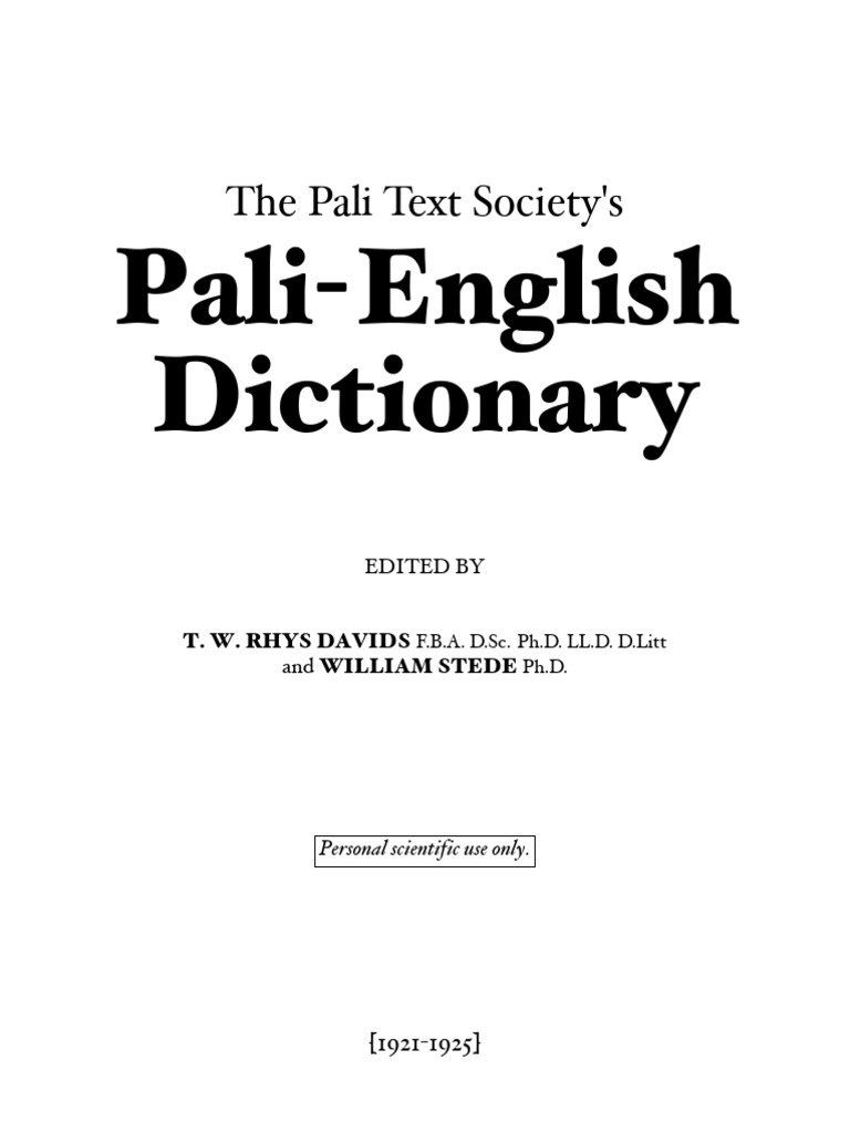 Pali-English Dictionary Overview | PDF