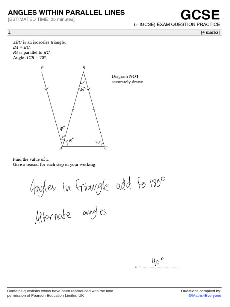 GCSE Angles in Parallel Lines | PDF | Euclidean Plane Geometry ...