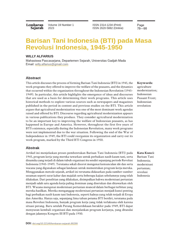 BTI Pada Masa Revolusi Indonesia | PDF | Politik | Sejarah