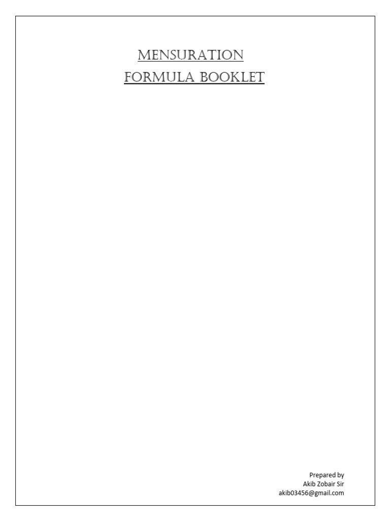 Mensuration All Formula Booklet | PDF | Area | Triangle