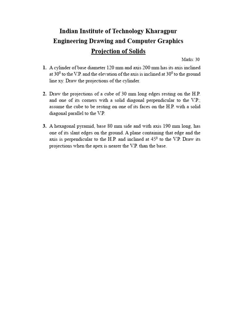 Tutorial # 4 (Projection of Solids) | PDF