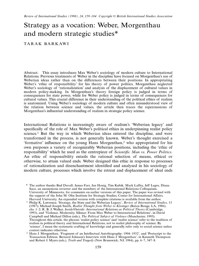 Strategy As A Vocation | PDF | Max Weber | Science