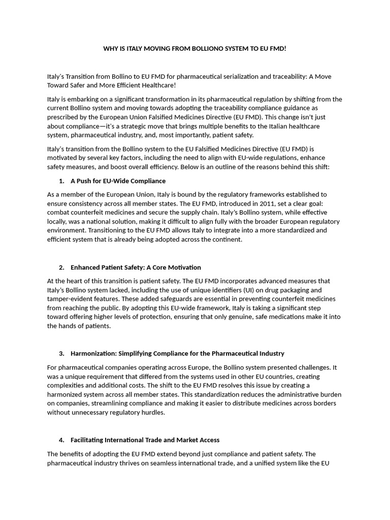Italy - Transition From Bollino | PDF | Regulatory Compliance | Patient ...
