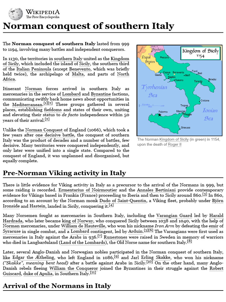 Norman Conquest of Southern Italy | PDF | Travel | Classics