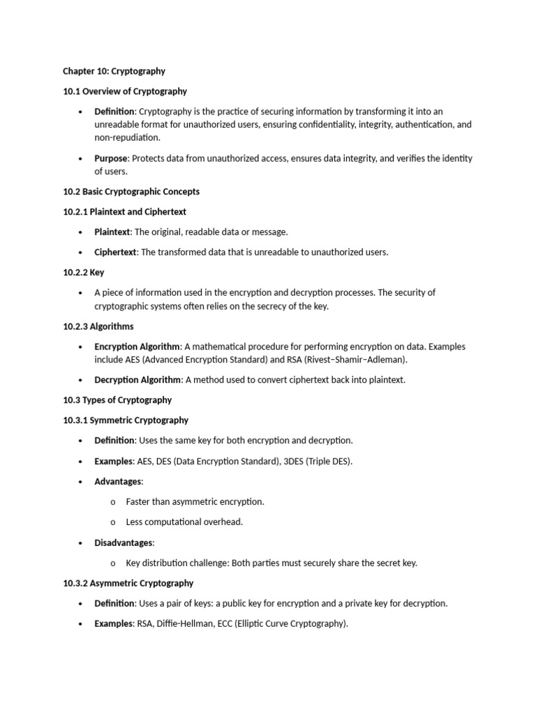 Chapter 10 Reviewer - Cryptography | PDF | Cryptography | Key (Cryptography)
