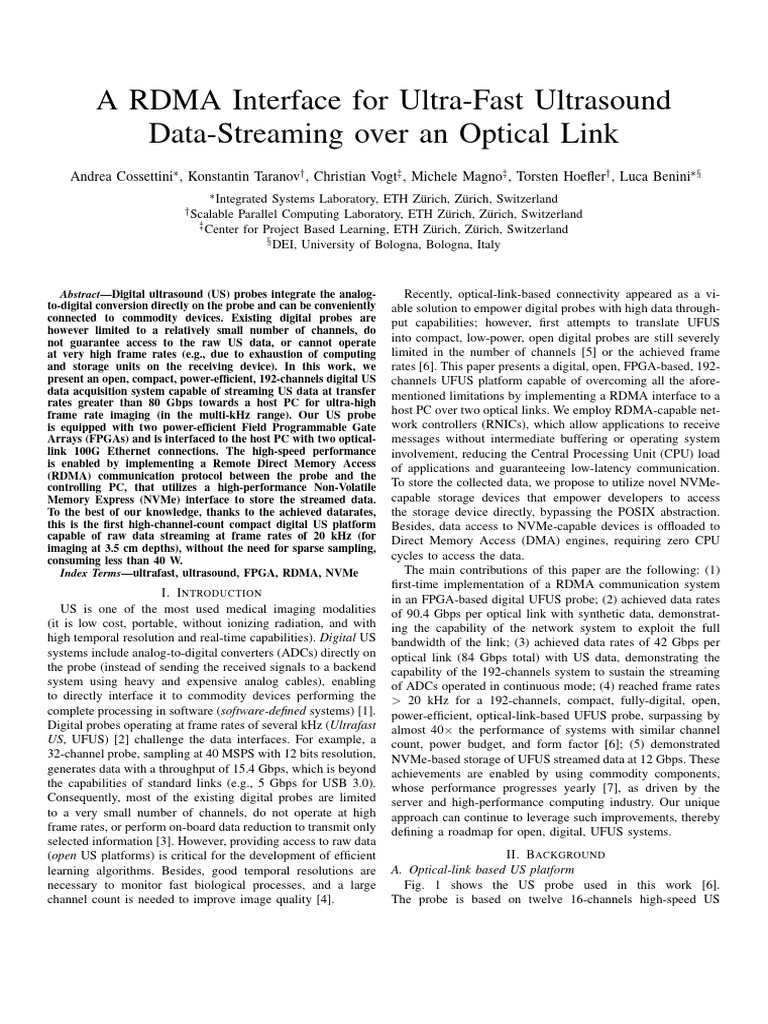 Ultrasound RDMA Date2022 | PDF | Field Programmable Gate Array | Network Packet