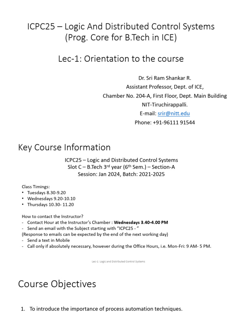 Lecture 1 LDCS 18 Jan 24 | PDF | Programmable Logic Controller | Automation