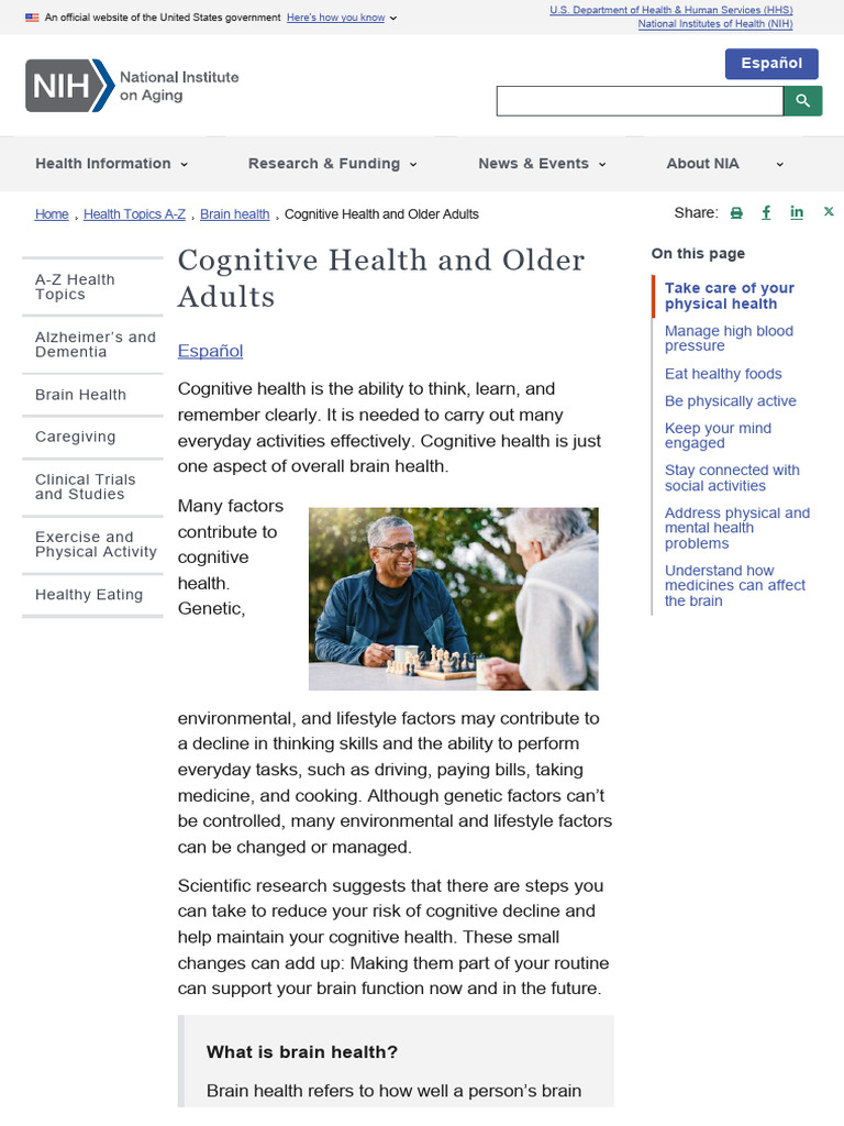 Cognitive Health and Older Adults | PDF | Dementia | Cardiovascular ...