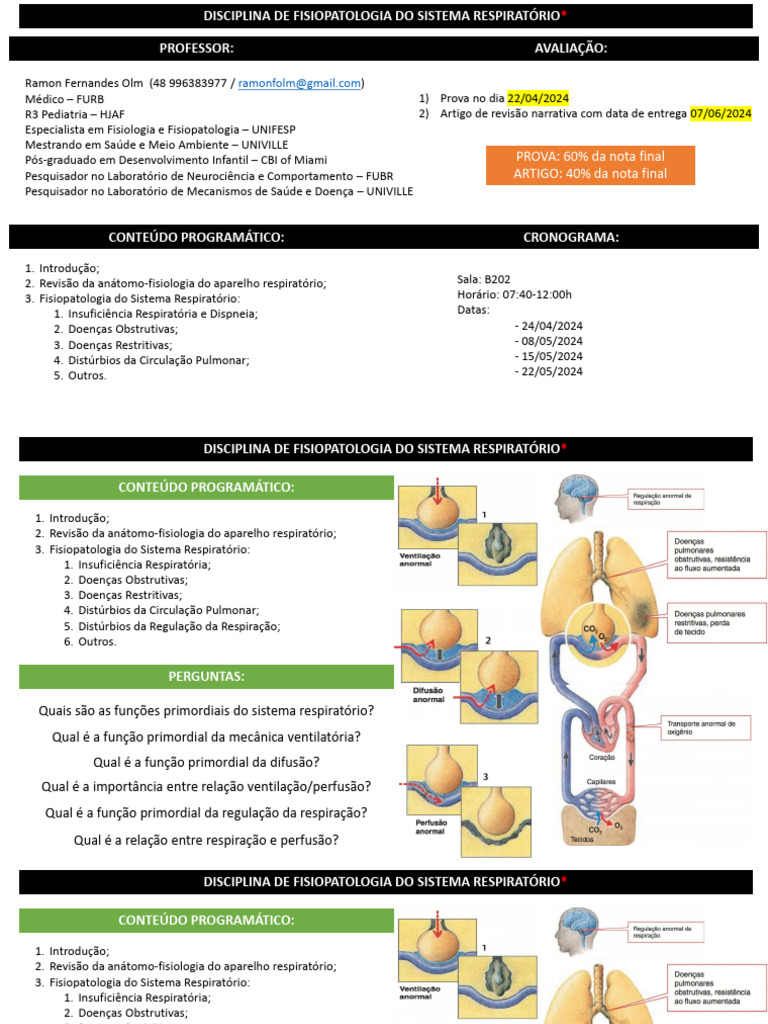 Slides A2 (08 - 05 - 2024) | PDF | Respiração | Hemoglobina