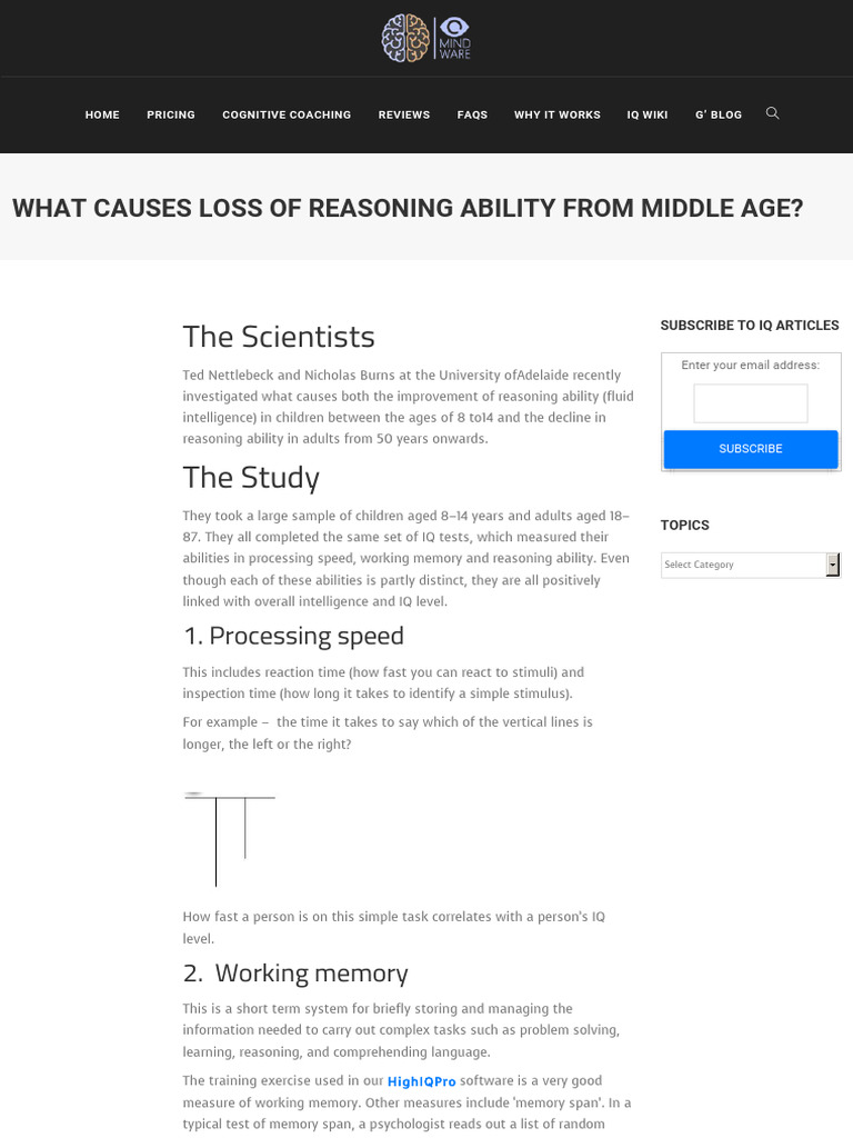 What Causes Loss of Reasoning Ability | PDF | Working Memory | Mental ...