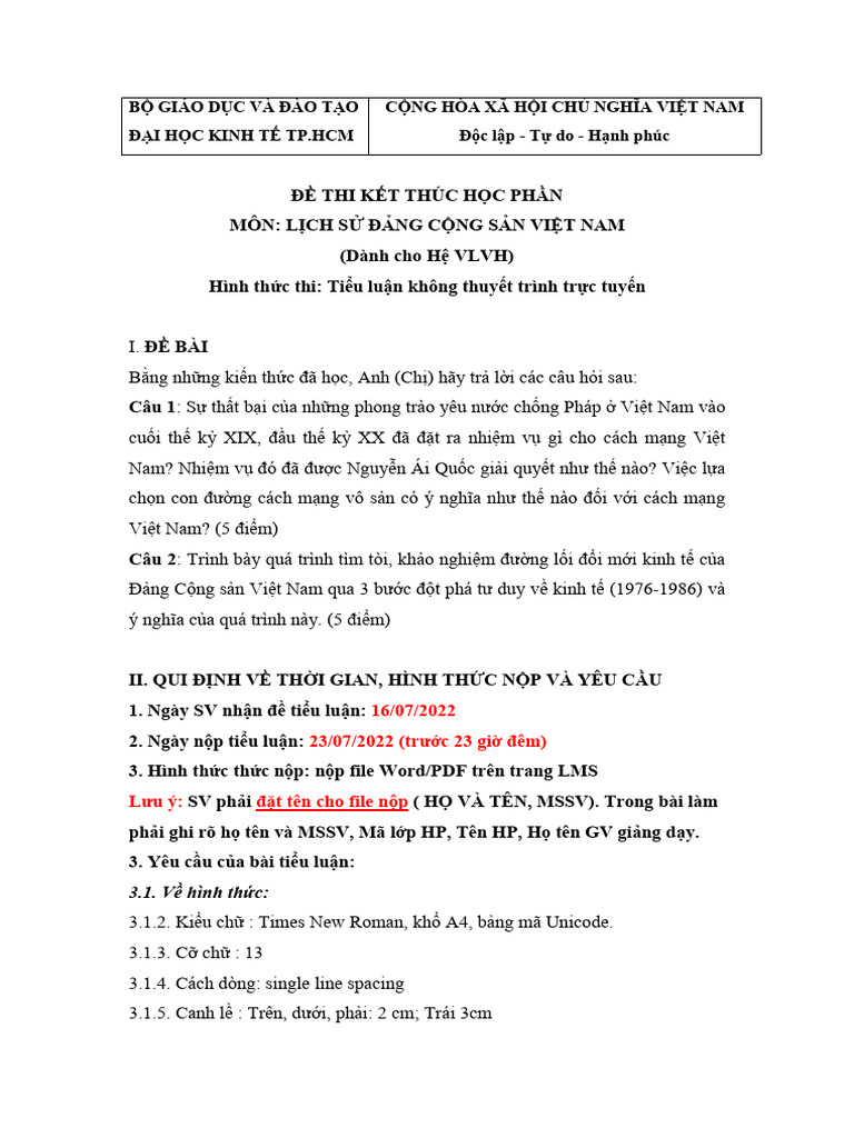 ĐỀ THI KTHP-LSD-2021 | PDF