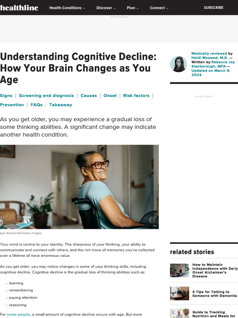 Cognitive Decline - Signs - Causes - and Prevention | PDF | Dementia ...