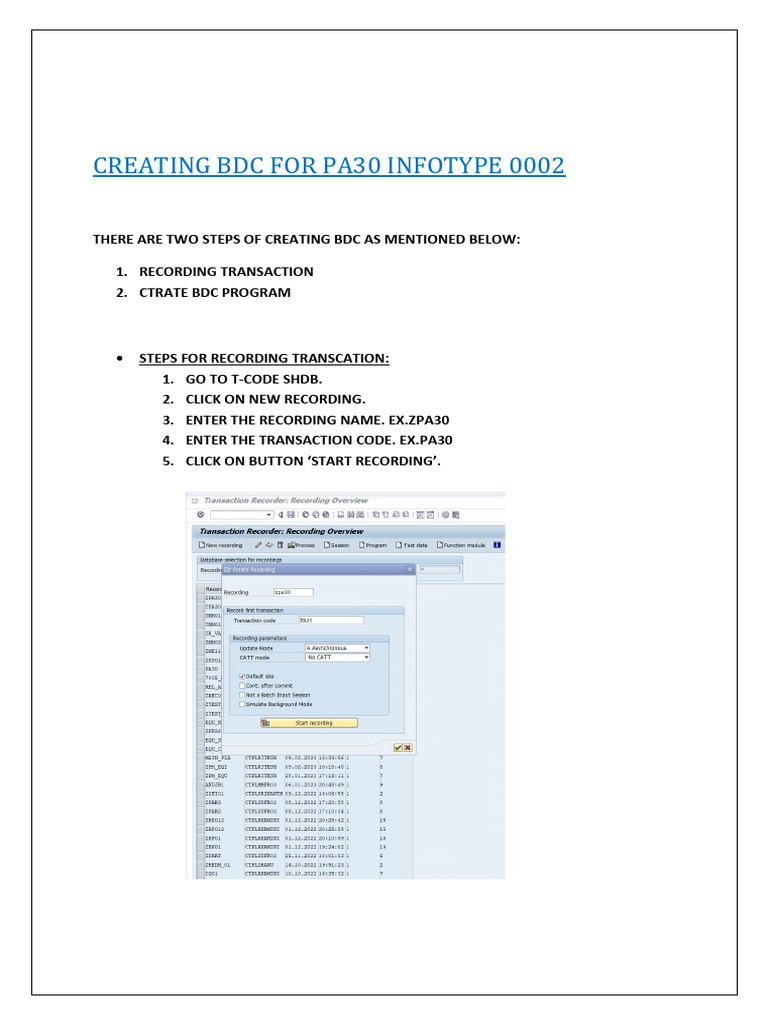 Creating BDC For Pa30 Infotype 0002 | PDF | Computer Programming ...