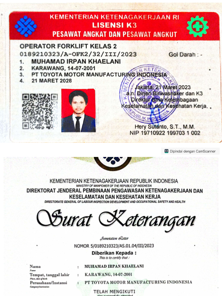 Sio&sertifikat Forklift | PDF