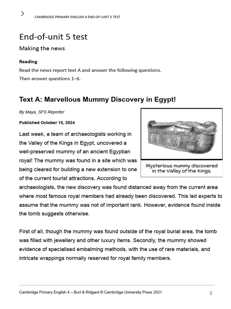 End of Unit 5 Assessment | PDF | Mummy | Ancient Egypt