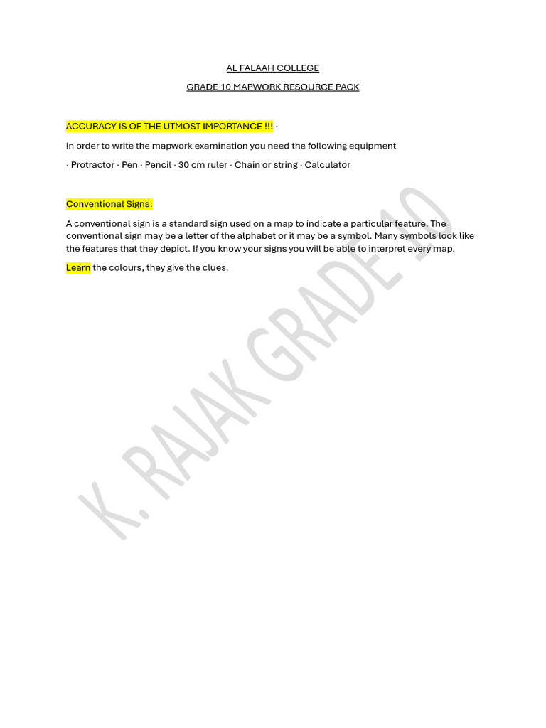 Grade 10 - Mapwork Revision Pack | PDF | Contour Line | Compass