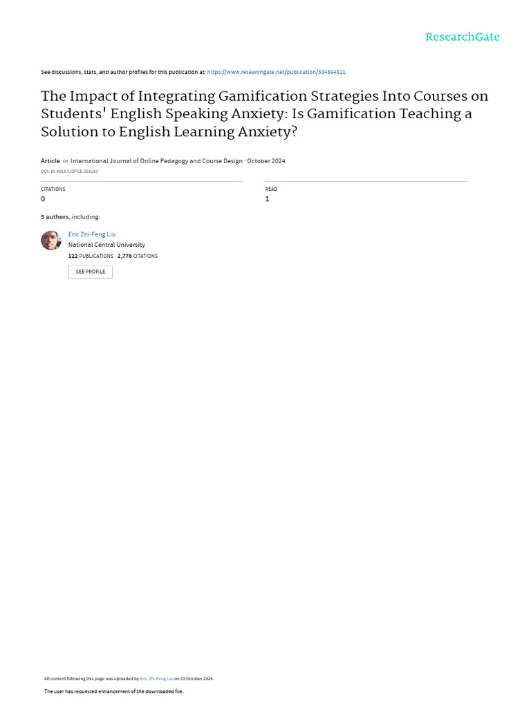 The Impact of Integrating Gamification Strategies | PDF | Foreign Language | Anxiety