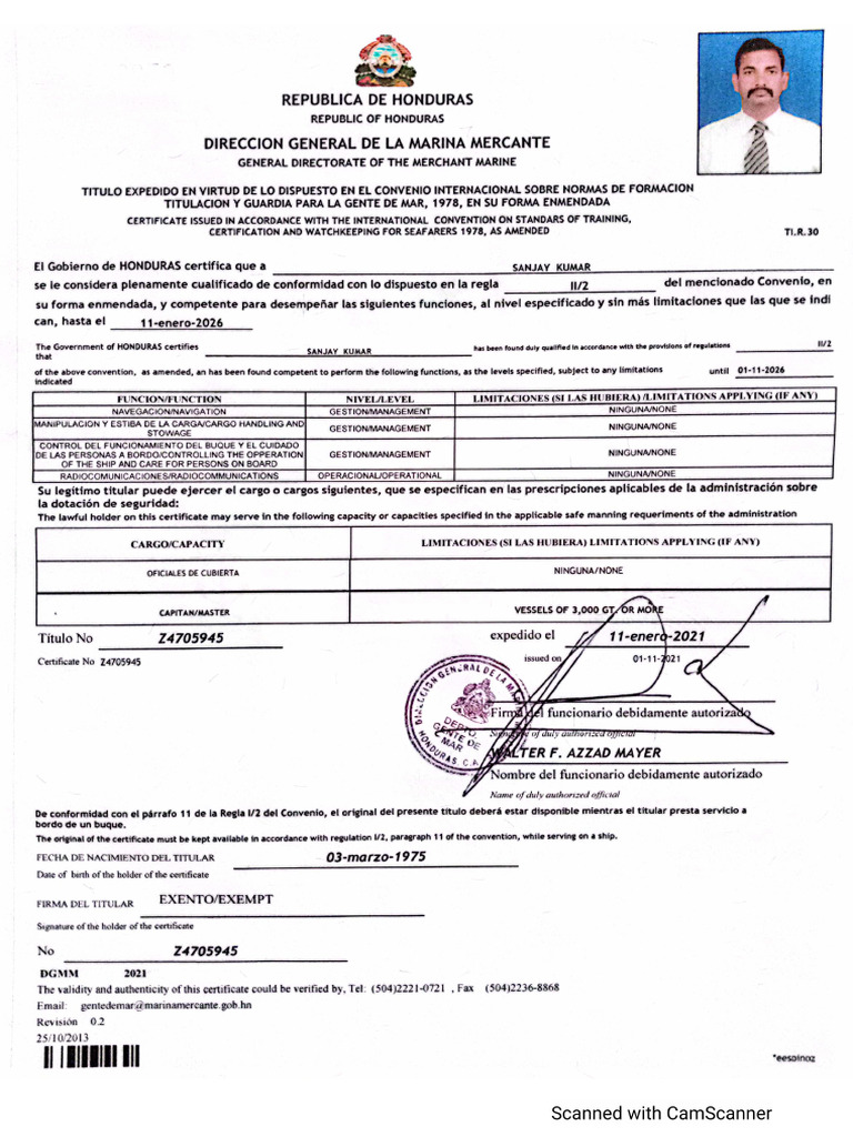 Capt Sanjay - COC | PDF