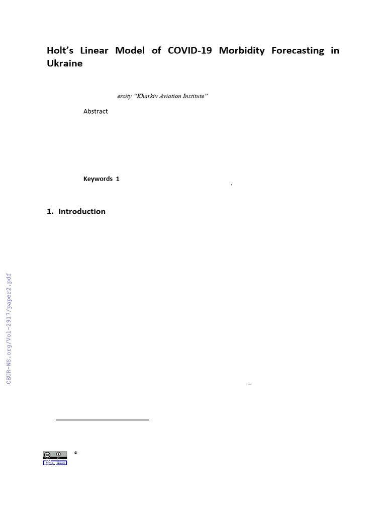 Holt's Linear Model of COVID-19 Morbidity Forecasting in Ukraine | PDF ...