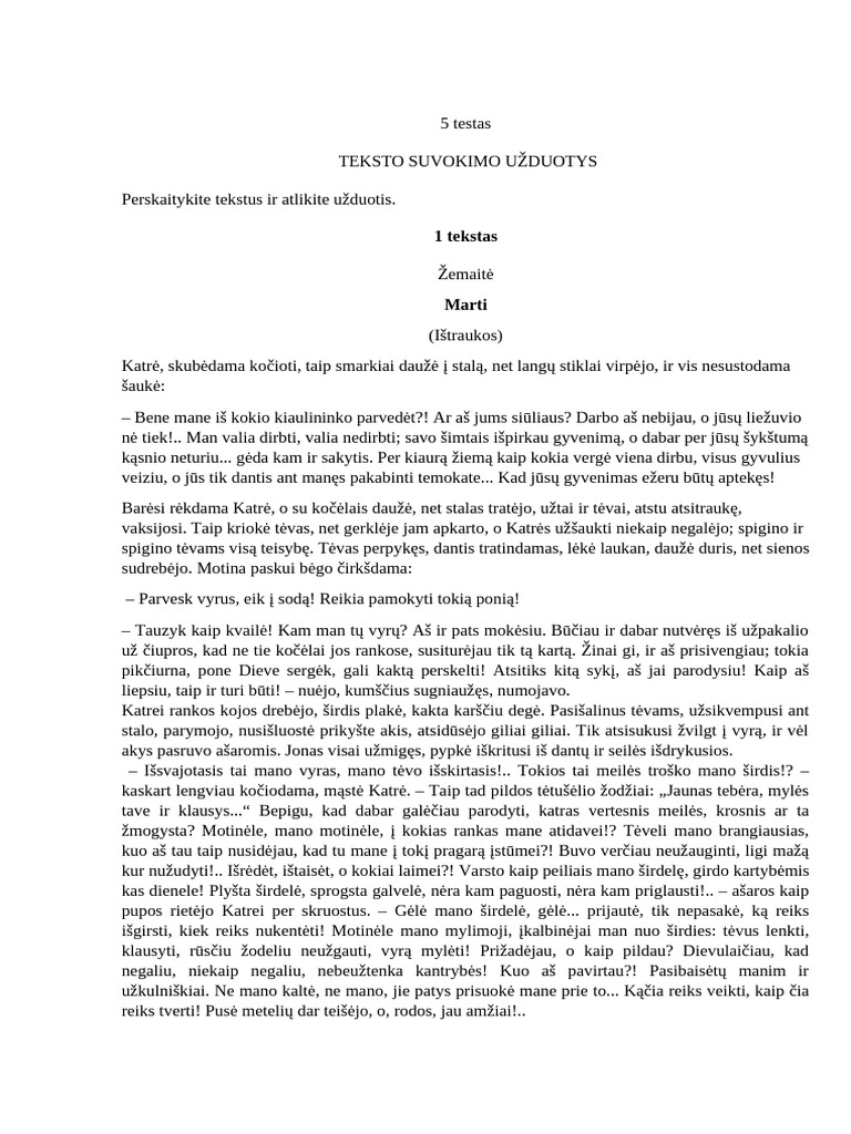 ŽŽŽemaitė (Teksto Suvokimas) | PDF