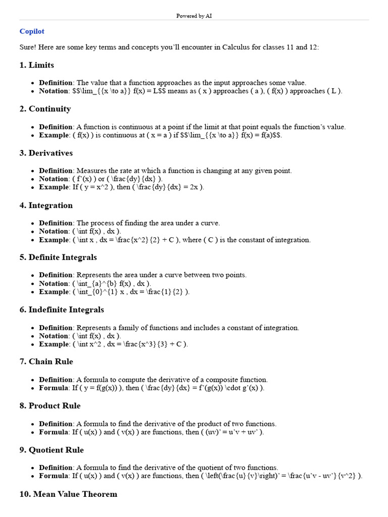 Some Basic Terms of Calculus | PDF | Derivative | Function (Mathematics)