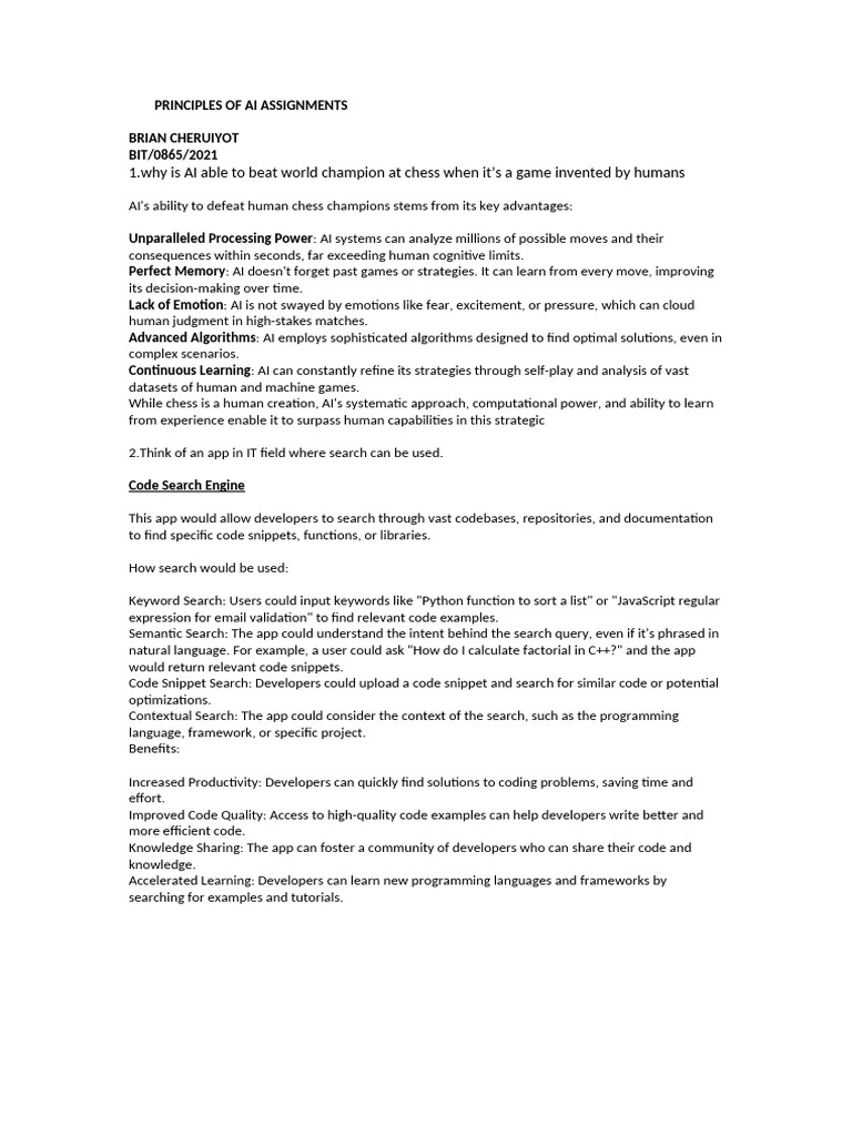 Principles of Ai Assignments | PDF Principles of Ai Assignments | PDF