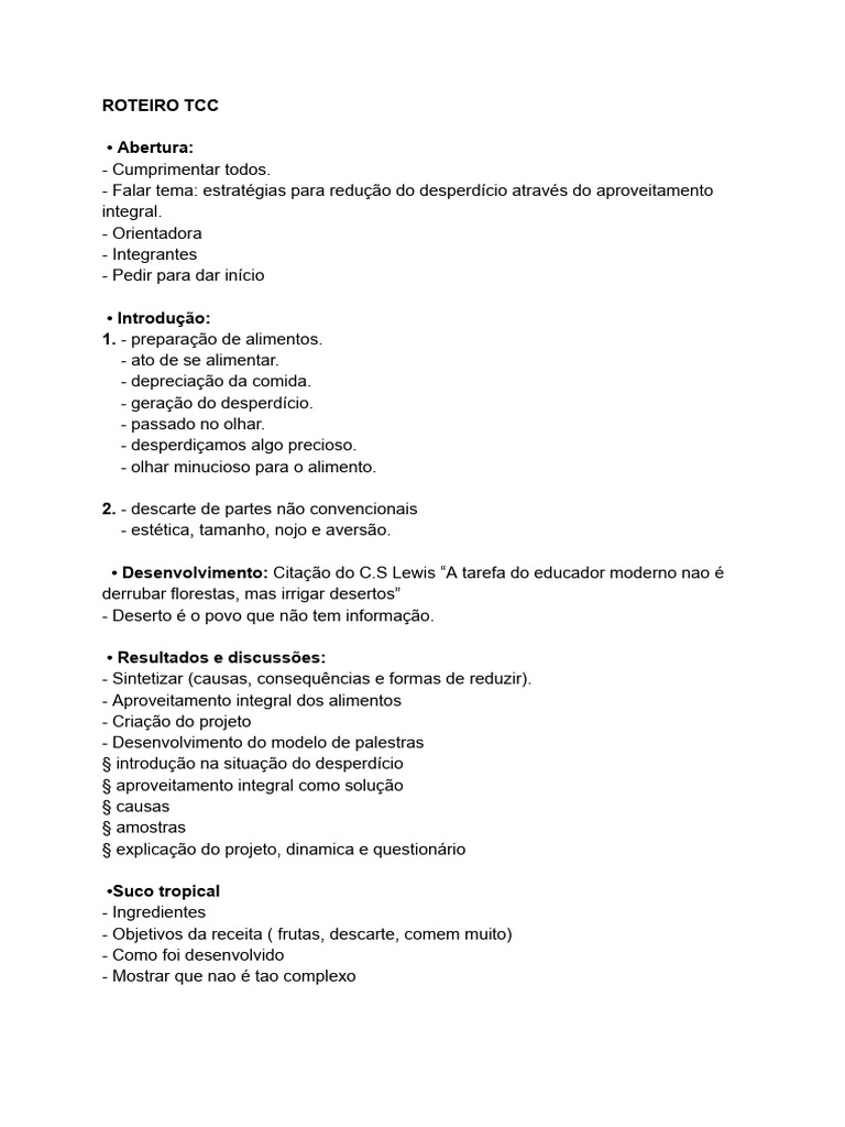Roteiro TCC | PDF