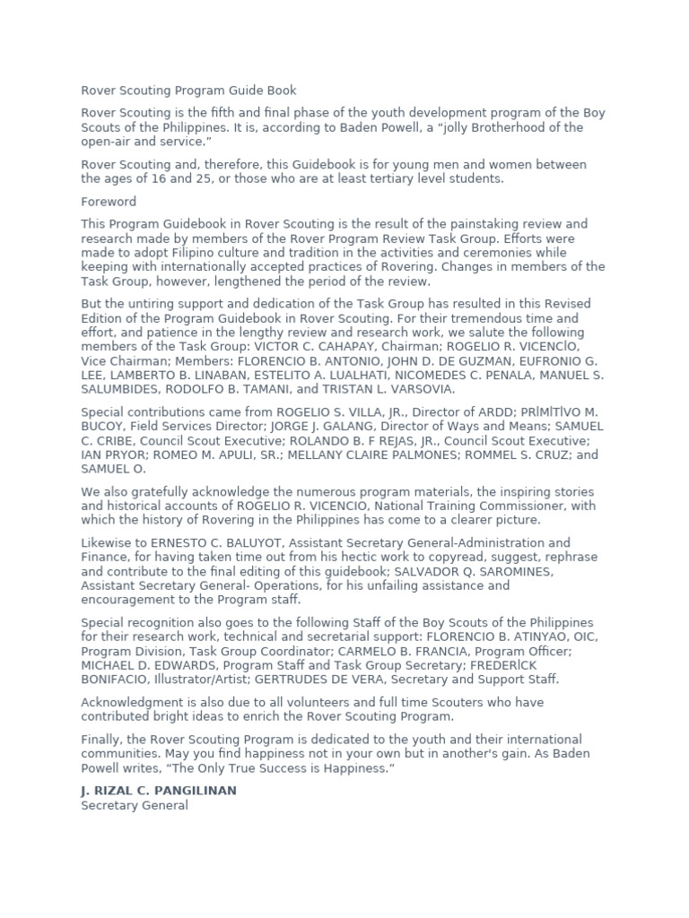 Rover Scouting Program Guide Book | PDF | Scouting | Youth Organizations