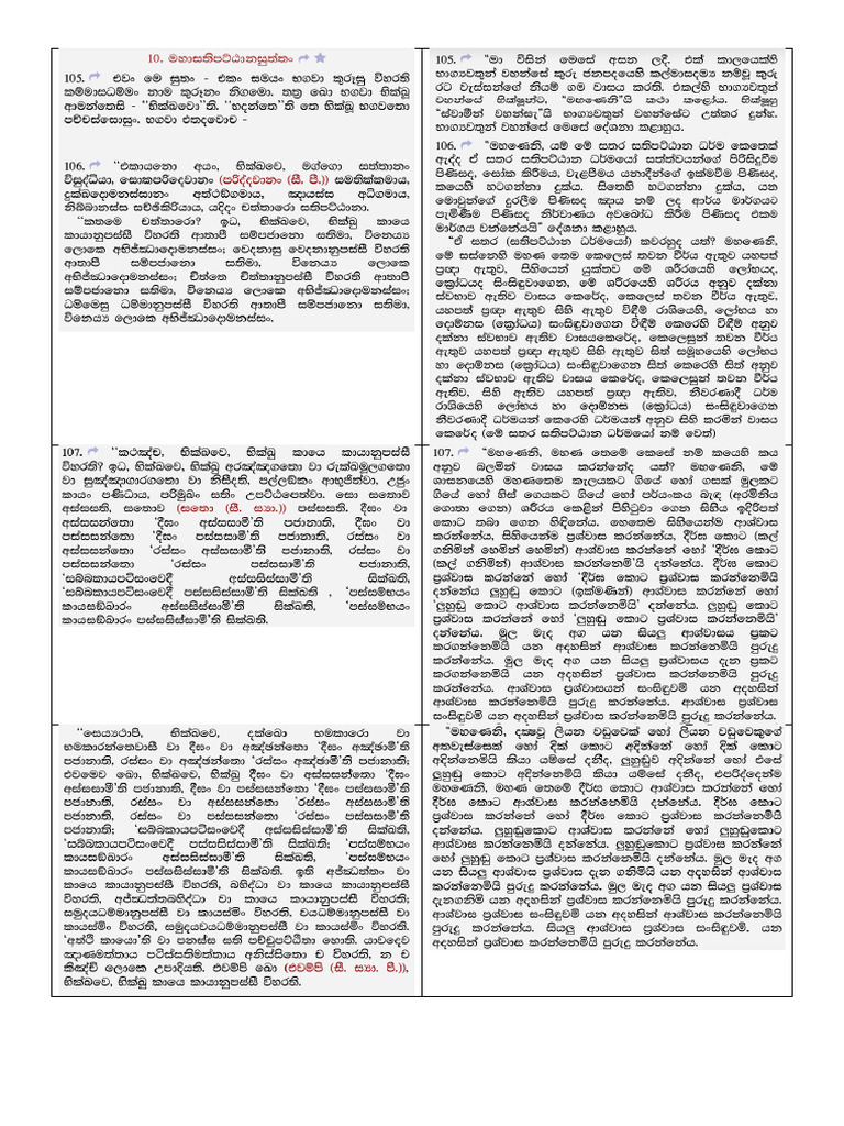 Sathipattana in Sinhala and Pali | PDF