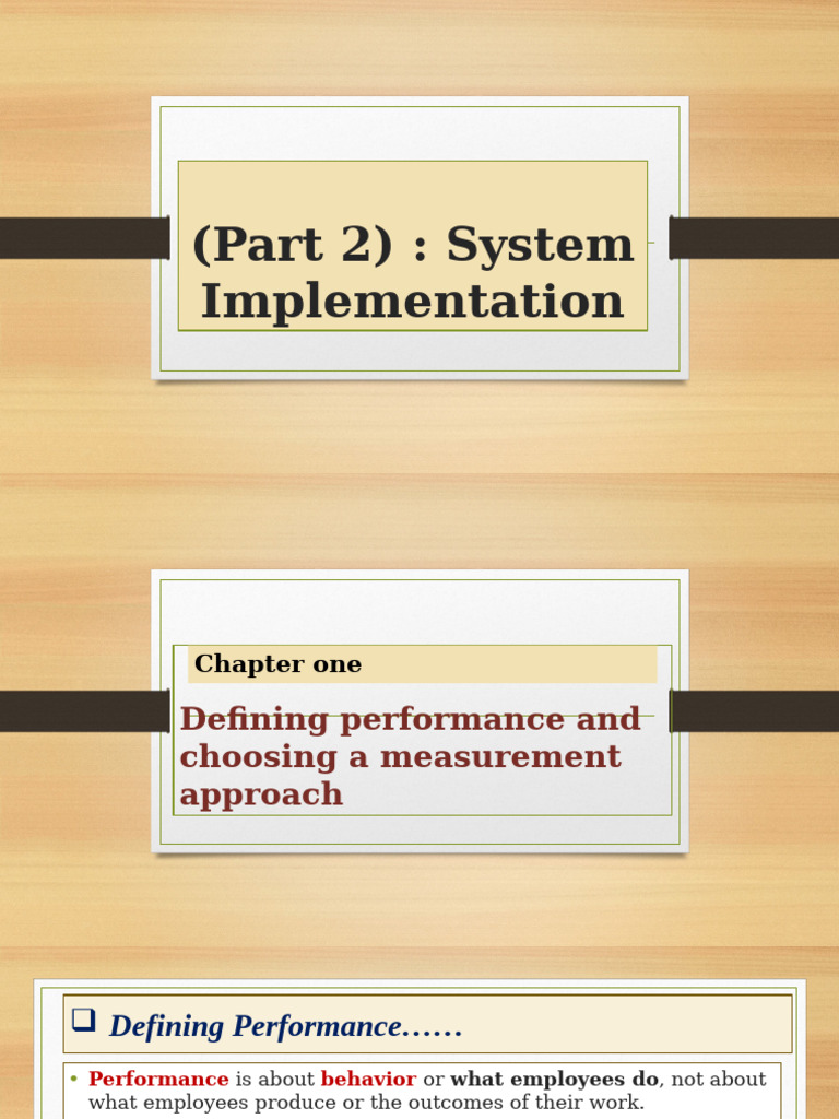 L4 - Defining Performance and Choosing A Mesurement Approach | PDF ...