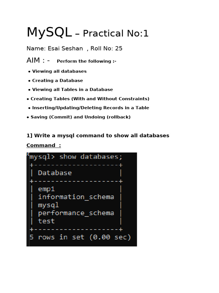 Esai Seshan MySQL | PDF