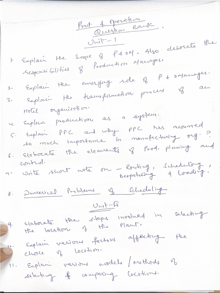 Pom Question Bank | PDF