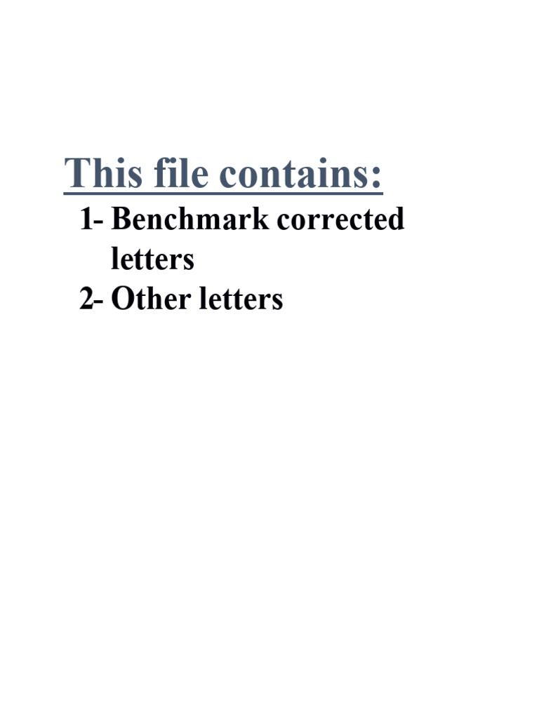 Benchmark Corrected Letters | PDF