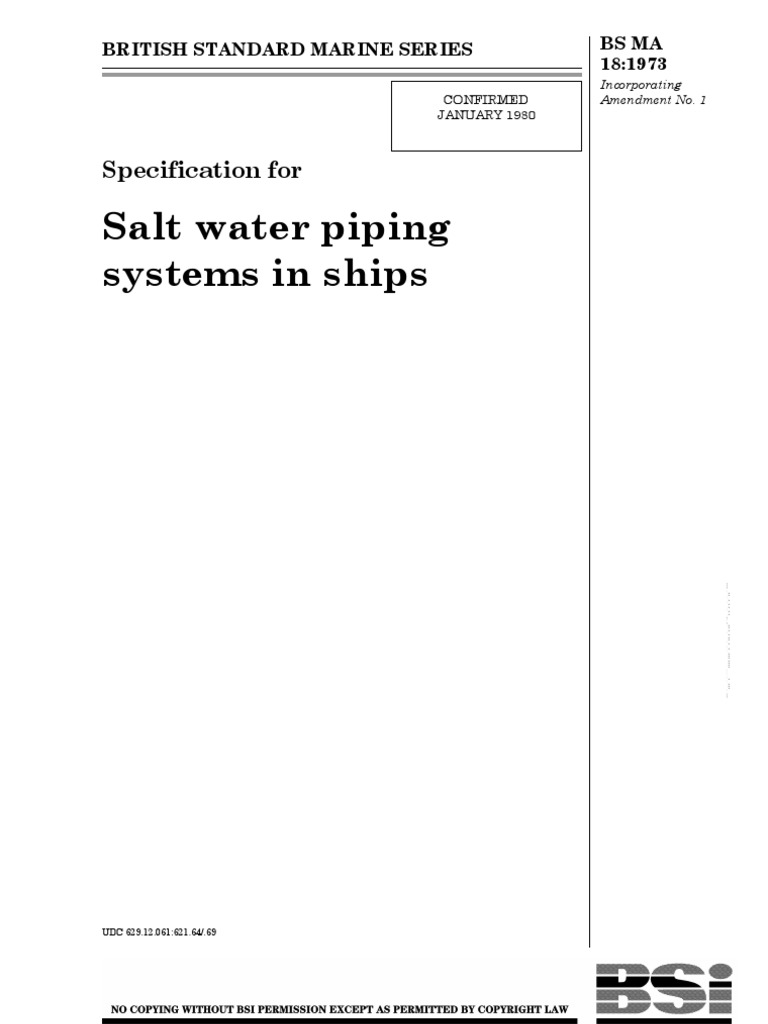 BSMA18-1973 Salt Water Piping Systems in Ships | PDF | Pipe (Fluid ...