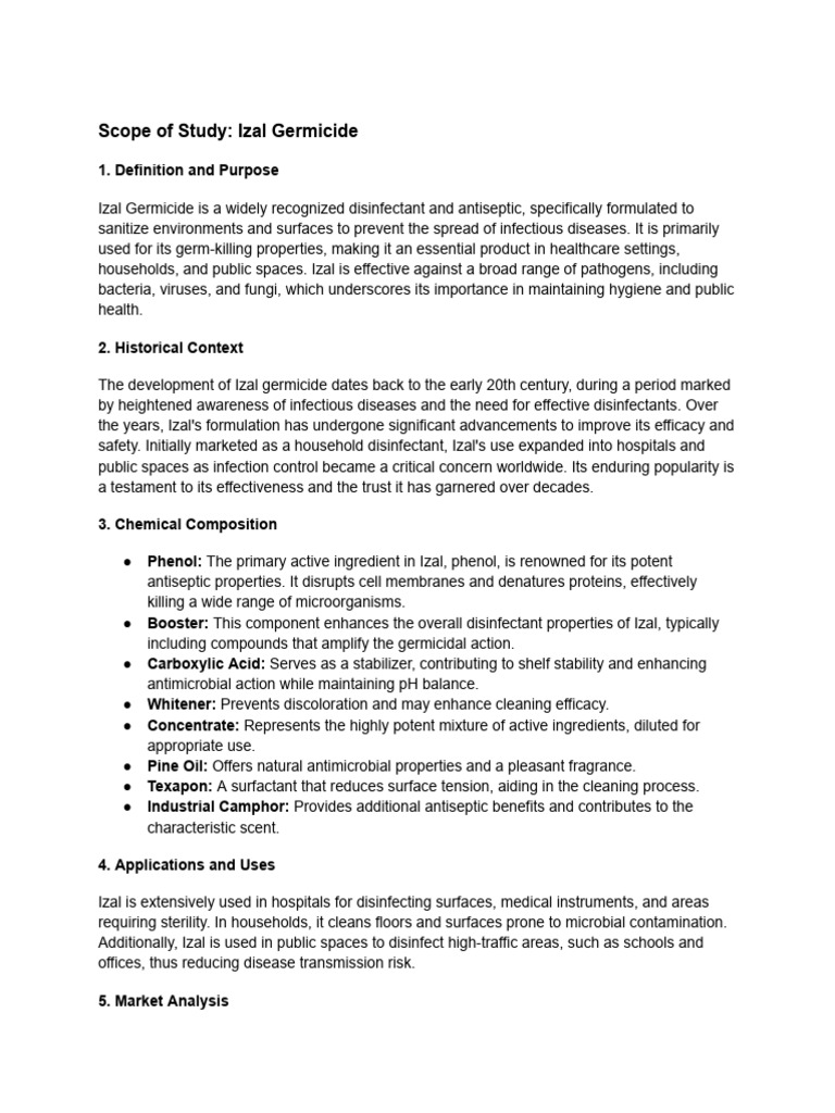 Izal Germicide: Composition and Uses | PDF | Disinfectant | Hygiene